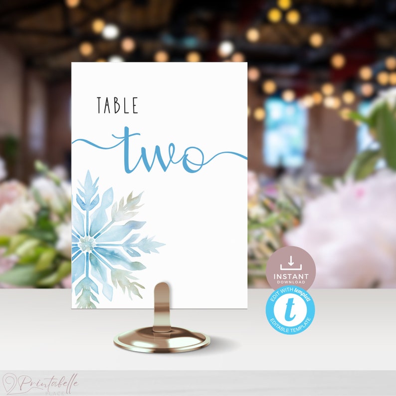 Snowflake Table Numbers in Dusty Blue for Your Winter Themed Decor ...
