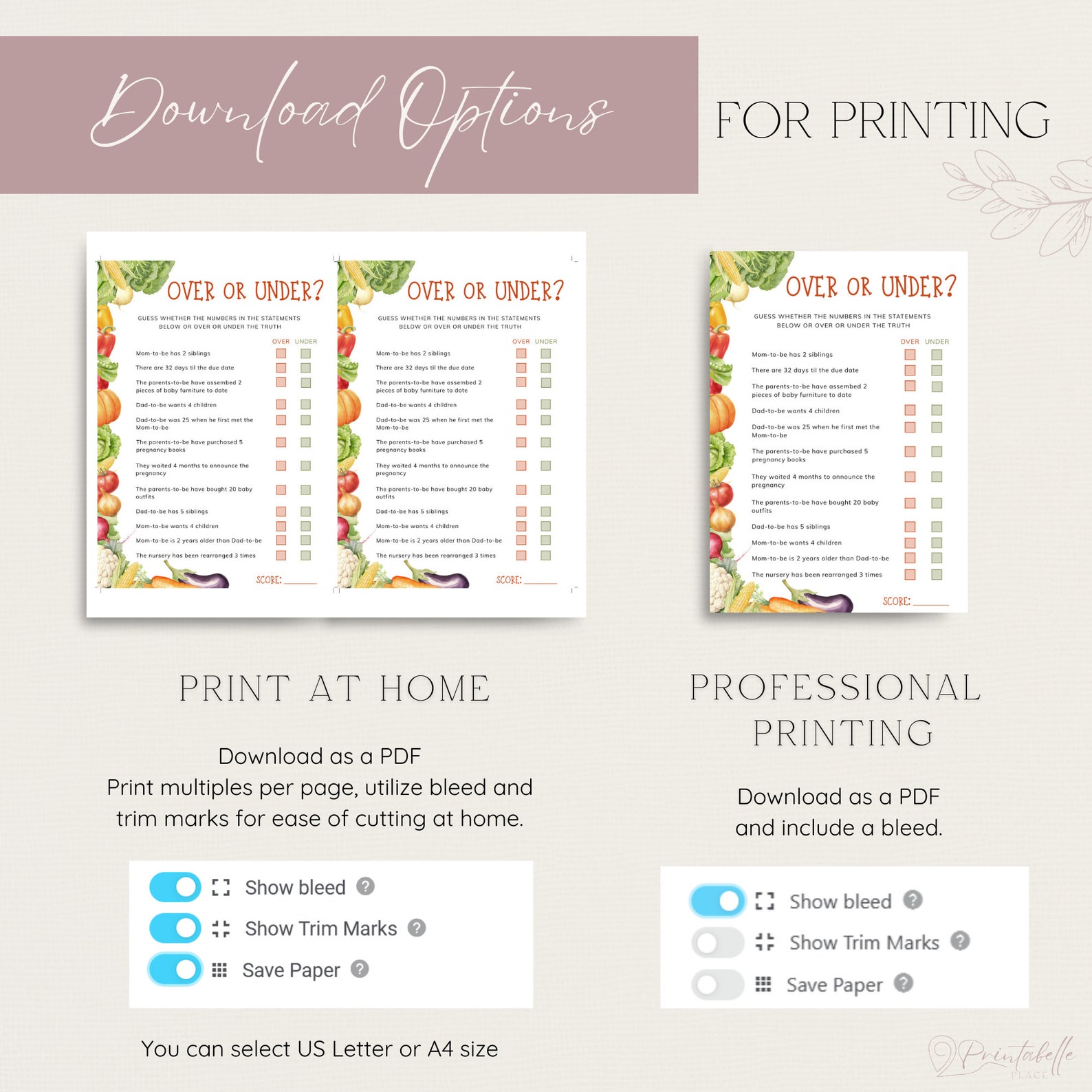 Locally Grown Over or Under Baby Shower Game, Farmers Market Theme With ...