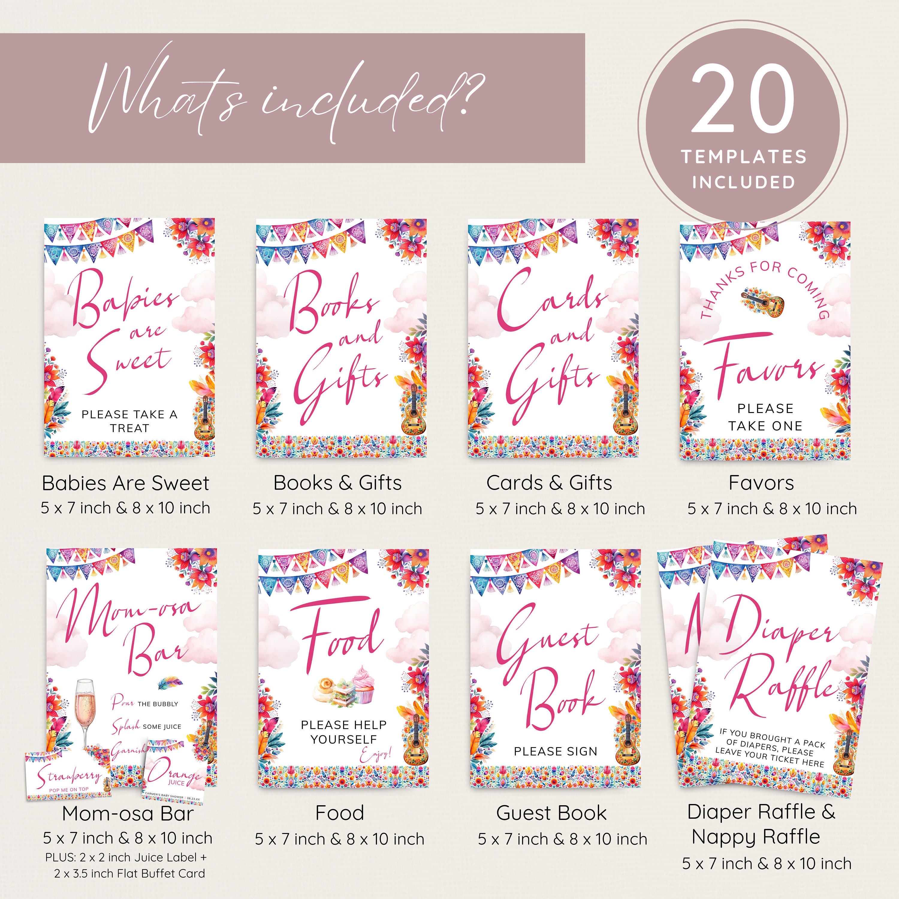 Cielito Lindo Baby Shower Sign Bundle, Fiesta Theme Table Signage Pack ...