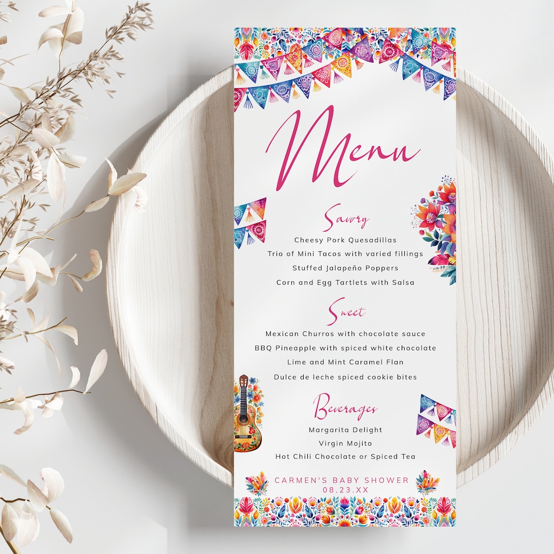 Mexican Themed Menu Template, Fiesta Food and Drink List, Cielito Lindo ...