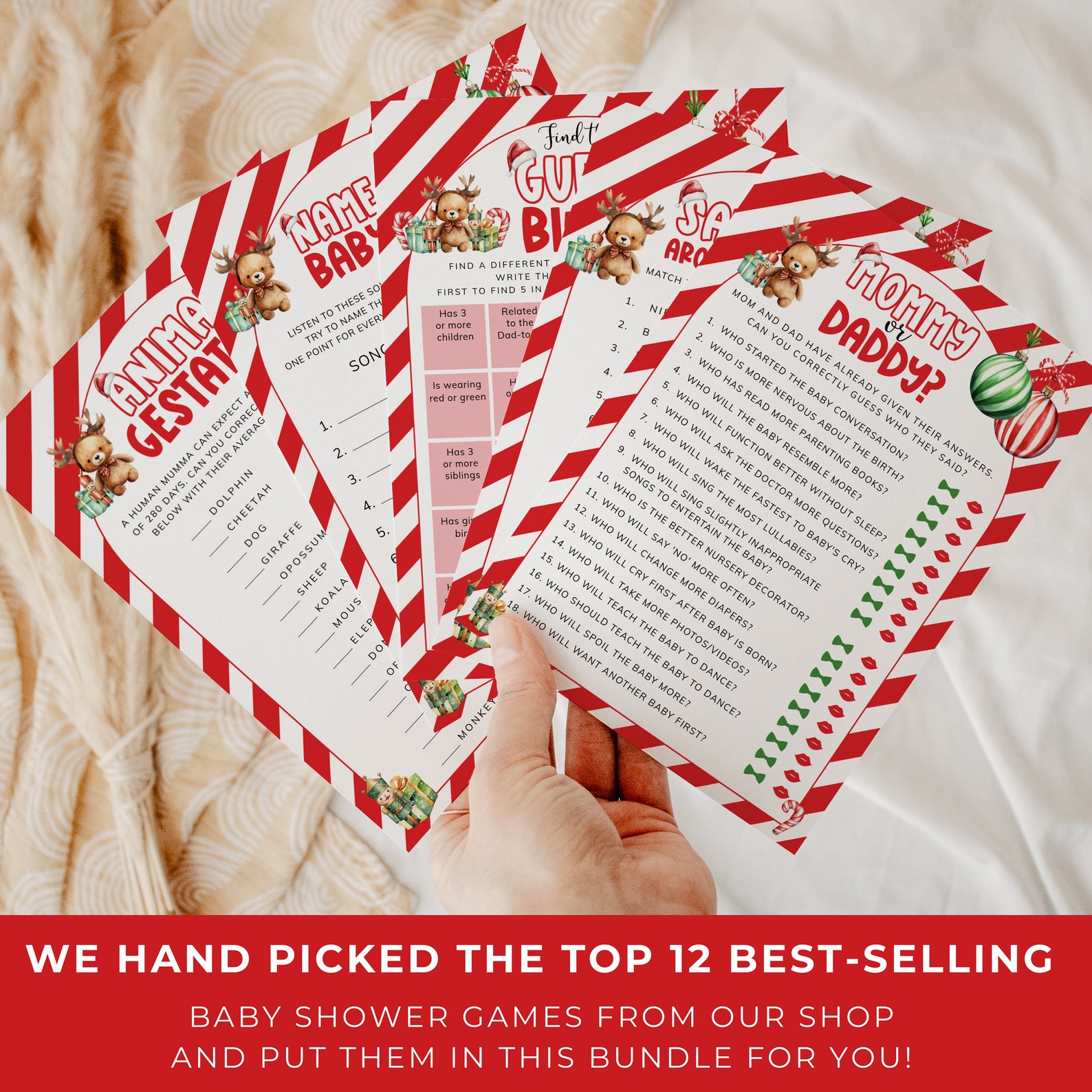 Merry Little Baby Shower Games Bundle, Christmas Pack of 12 Games ...