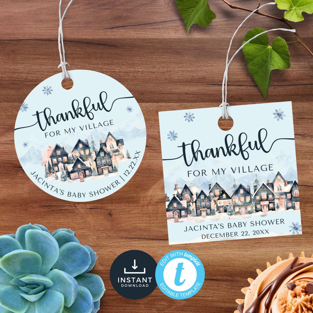 It Takes A Village Thank You Tags, Thankful for My Village Favor Tags ...