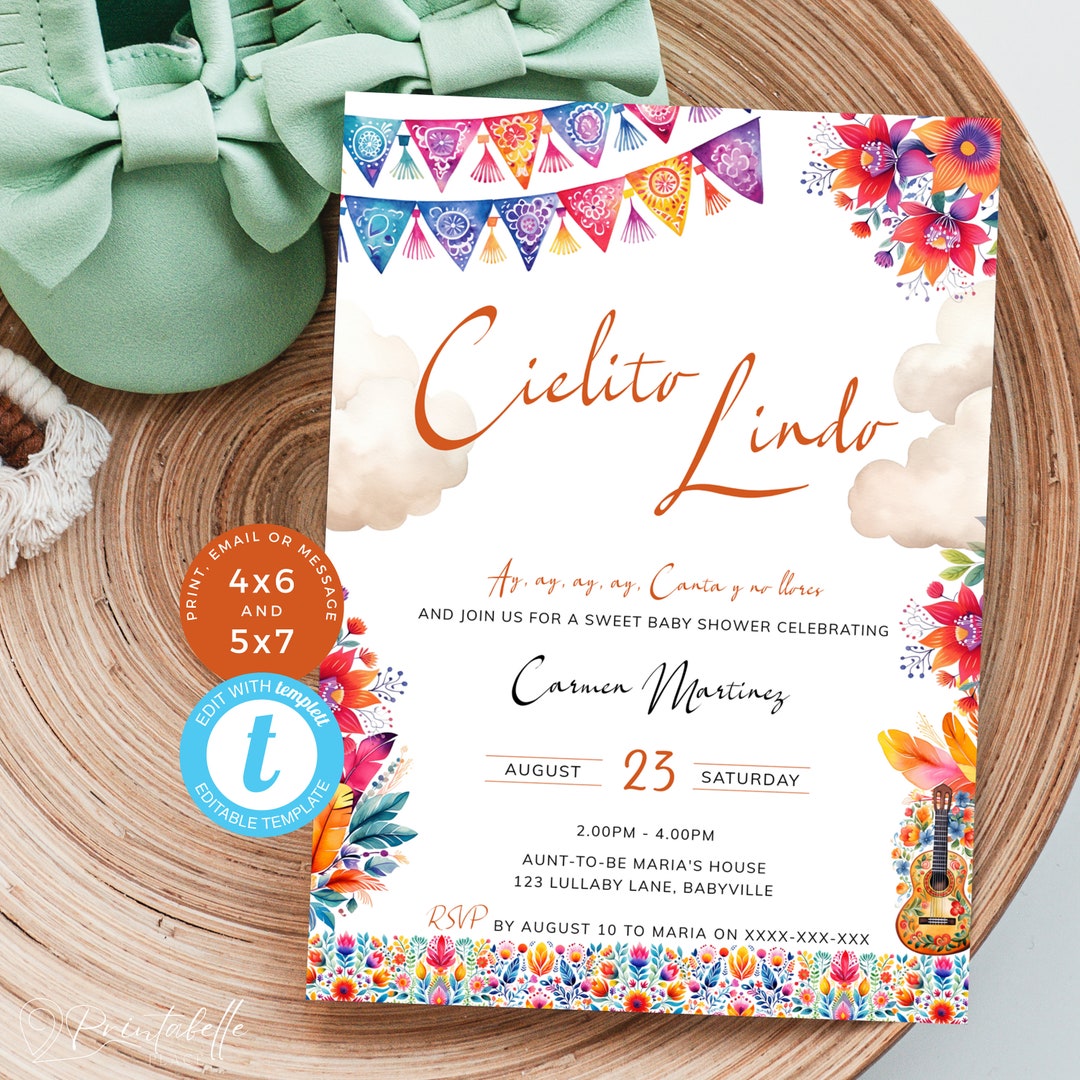 Cielito Lindo Baby Shower Invitation Digital, Fiesta Invite Gender ...