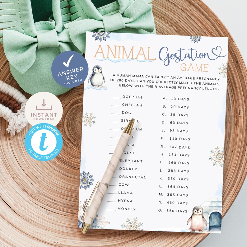 Snow in Love Baby Shower Game Bundle, Snowflake Activity Pack, Penguin ...