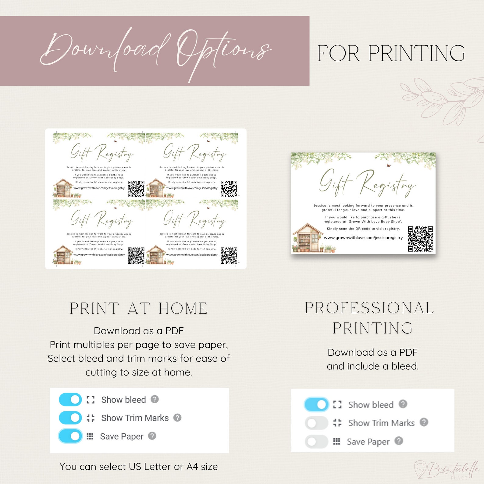 Grown With Love Gift Registry Card With QR Code, Modern Minimalistic ...