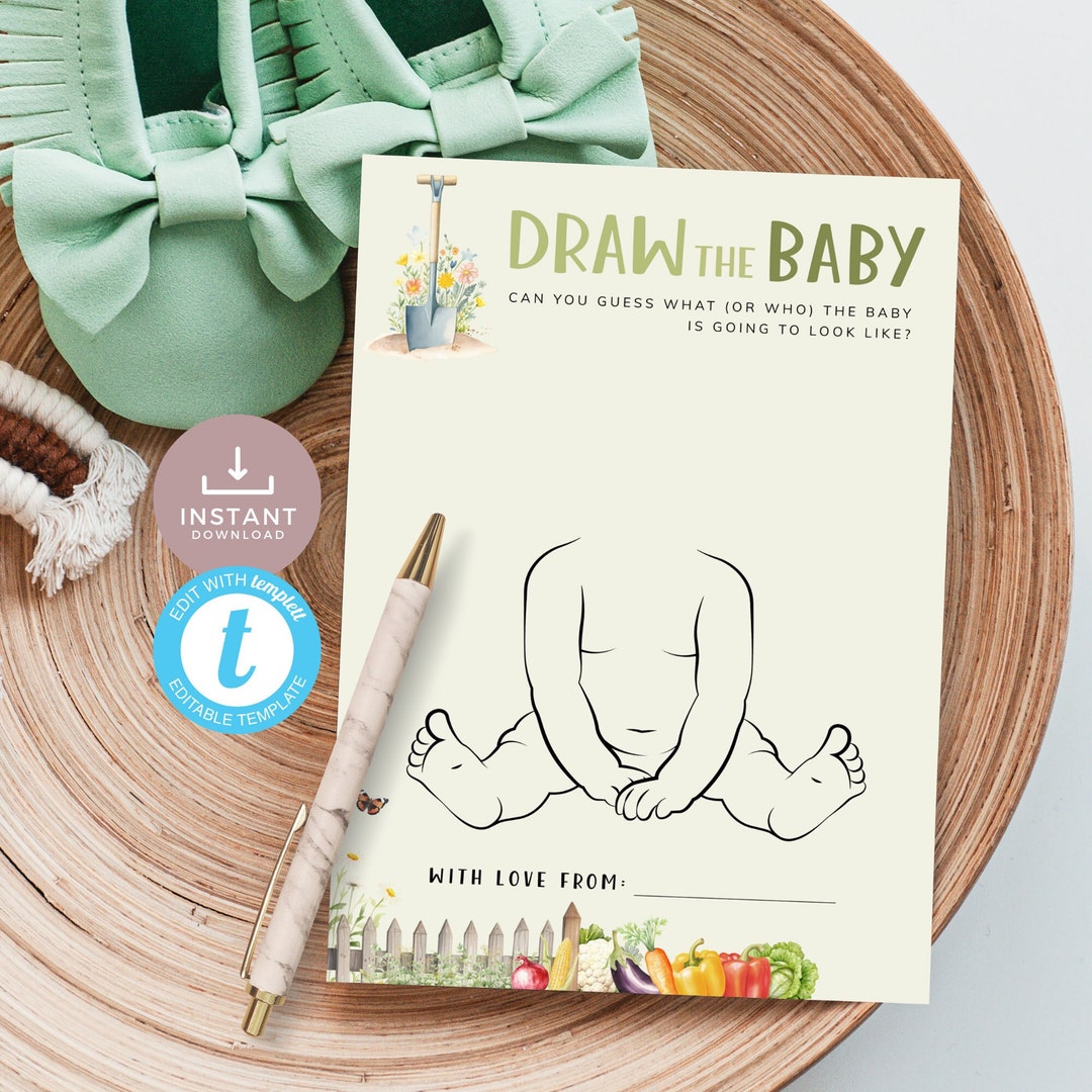 Locally Grown Draw the Baby Game Printable for Your Sage Green ...