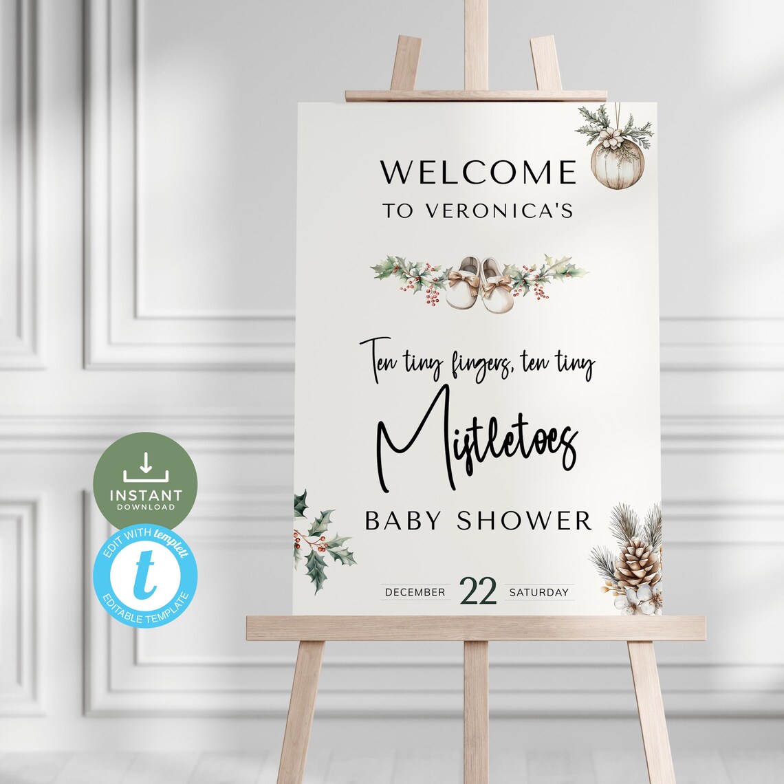 Scandi Christmas Baby Shower Welcome Sign, Christmas Sentiment Poster ...