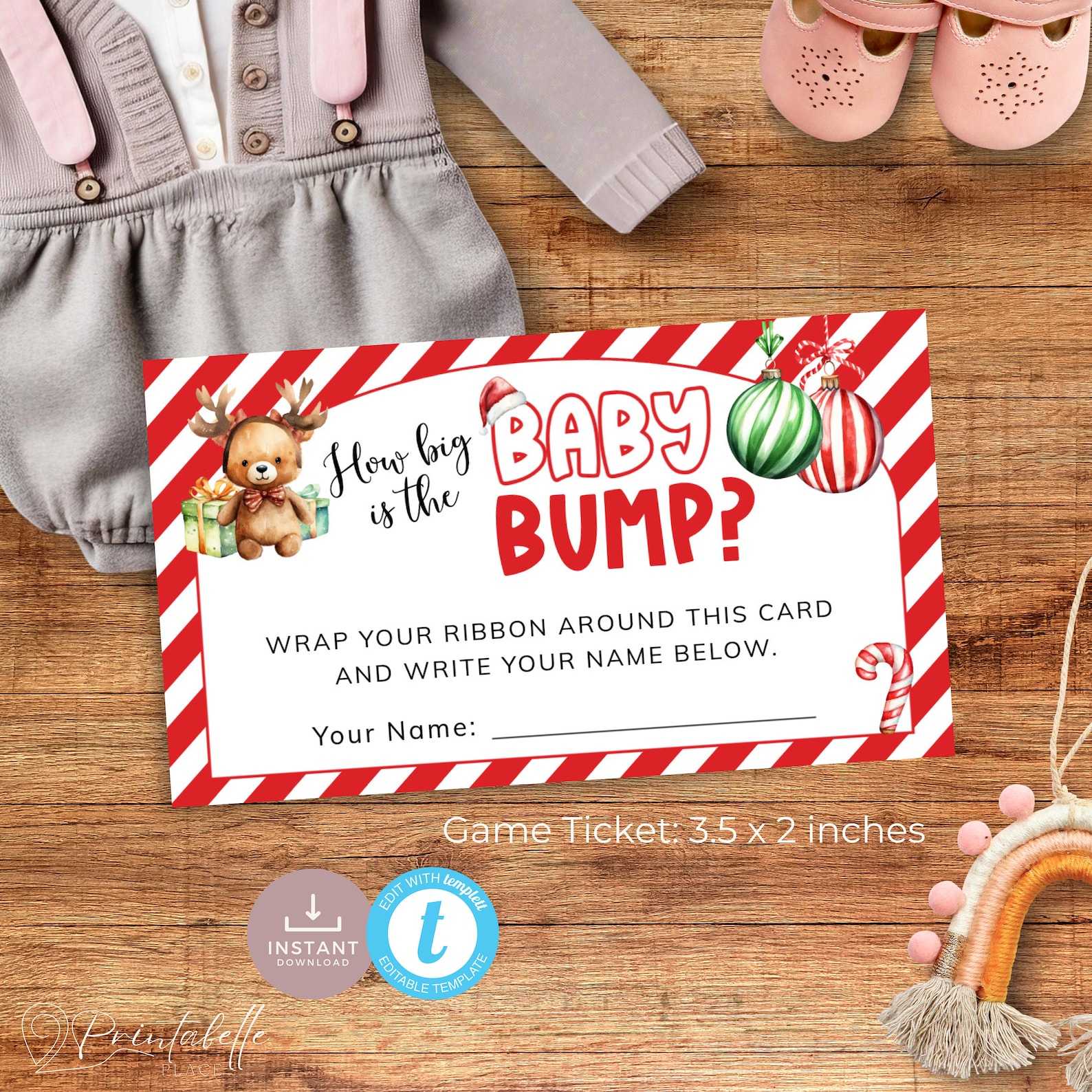 Merry Little Baby Bump Measure Game, Christmas How Big is Mommy's Belly ...