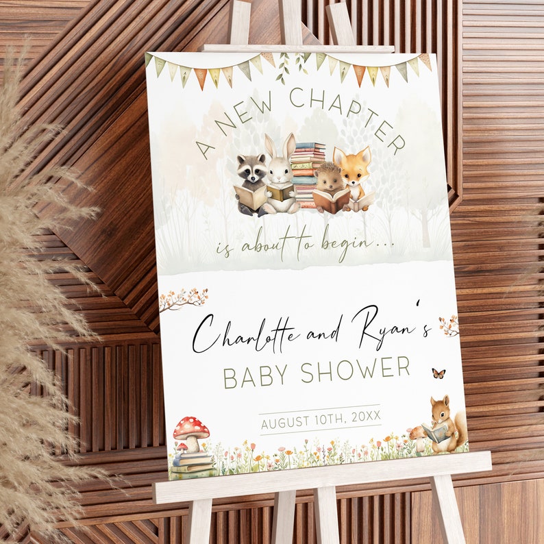 A New Chapter Baby Shower Welcome Sign, Storybook Themed Poster Signage ...
