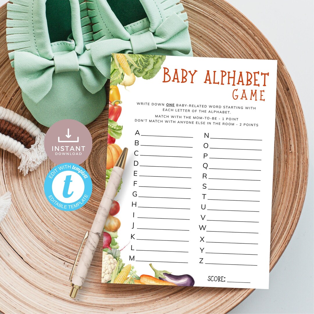 Locally Grown Baby Alphabet Game for Your Farmers Market Baby Shower ...