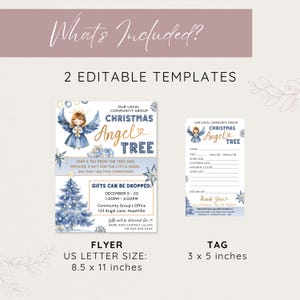 Christmas Angel Tree Flyer, Giving Tree Template, Blue Xmas Toy Drive ...