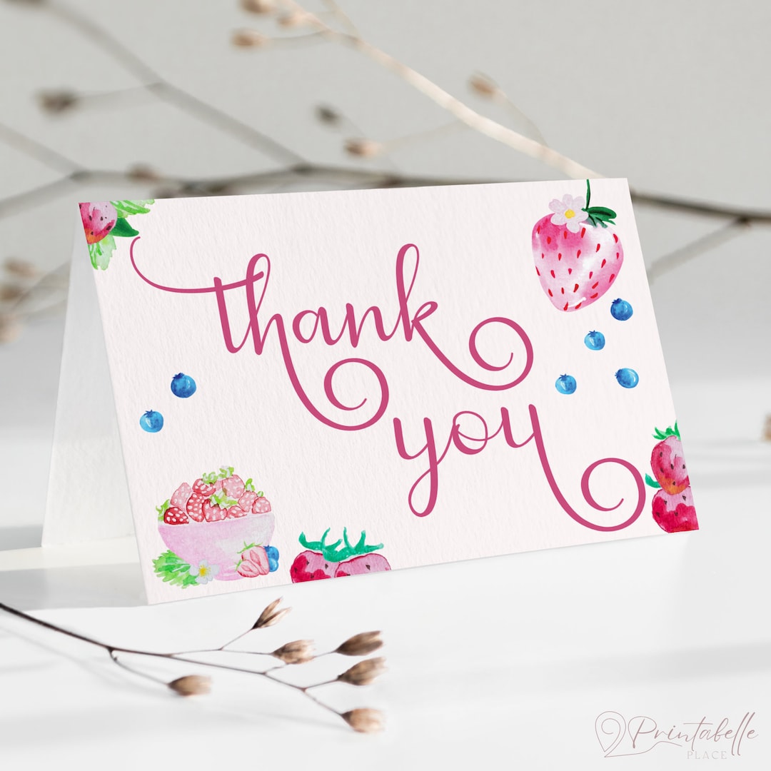 Strawberry Thank You Tent Fold Card. Perfect to Say a Berry Sweet ...
