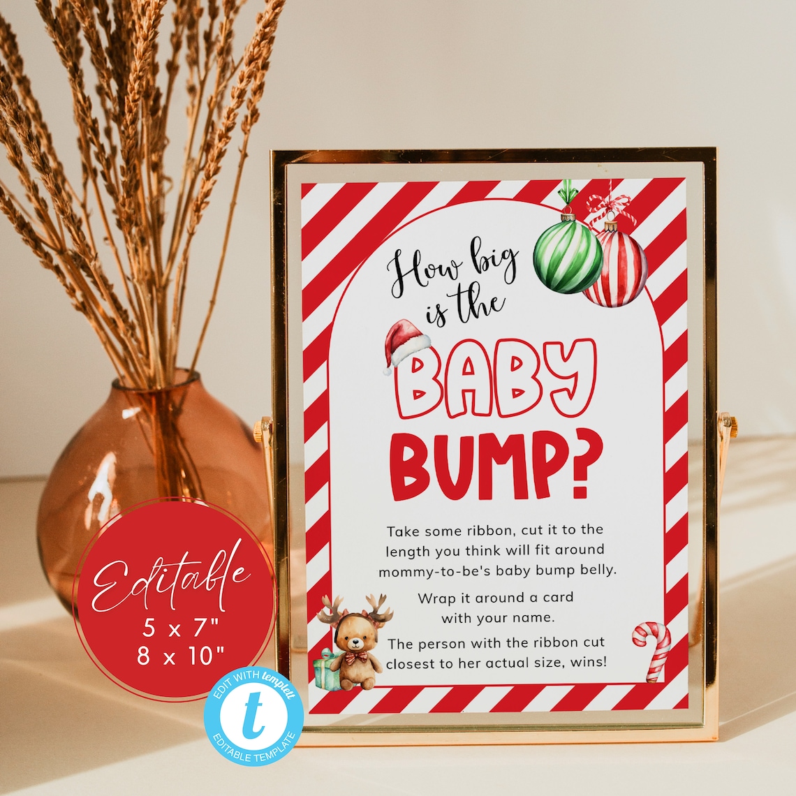 Merry Little Baby Bump Measure Game, Christmas How Big is Mommy's Belly ...