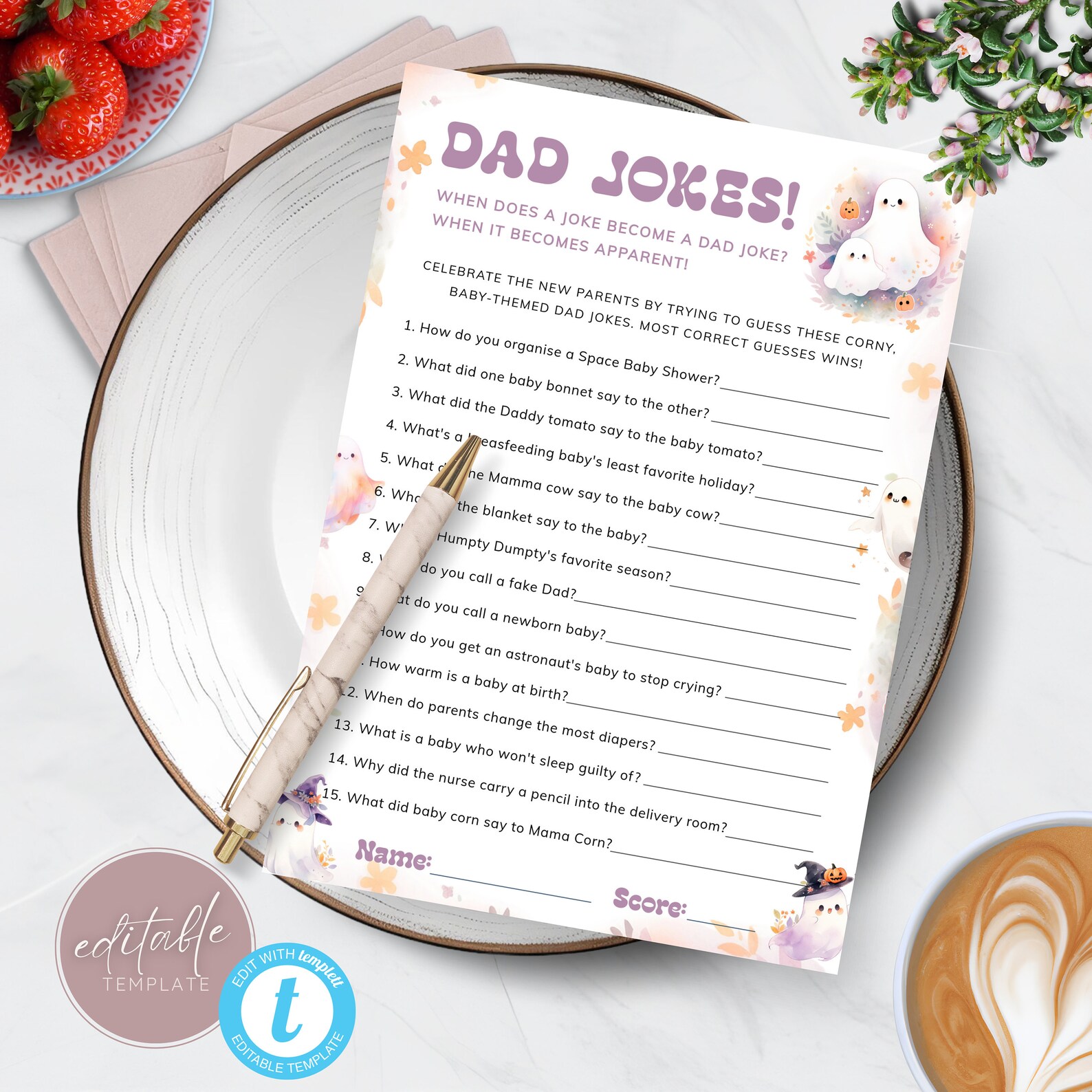 A Little Boo is Almost Due Dad Jokes Baby Shower Game, Halloween Guess ...