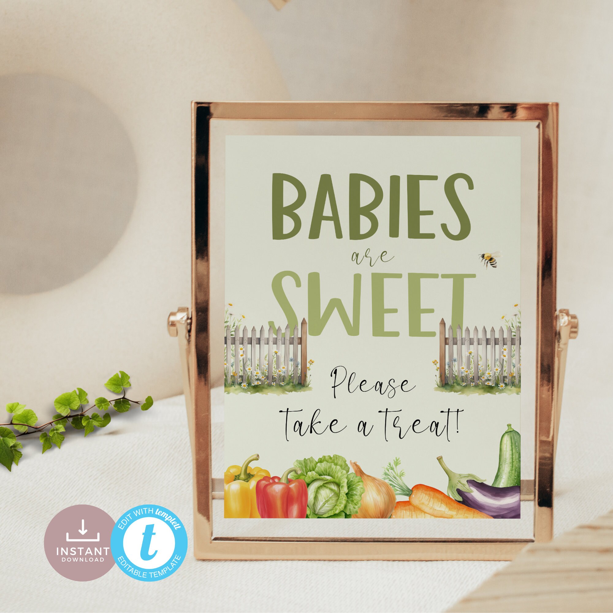 Locally Grown Baby Shower Favor Sign Template, Babies Are Sweet Please ...