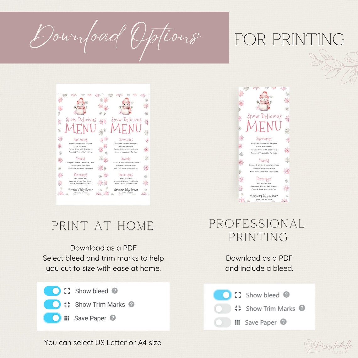 Snowman & Snowflake Menu Template for We're Snow Excited - Etsy