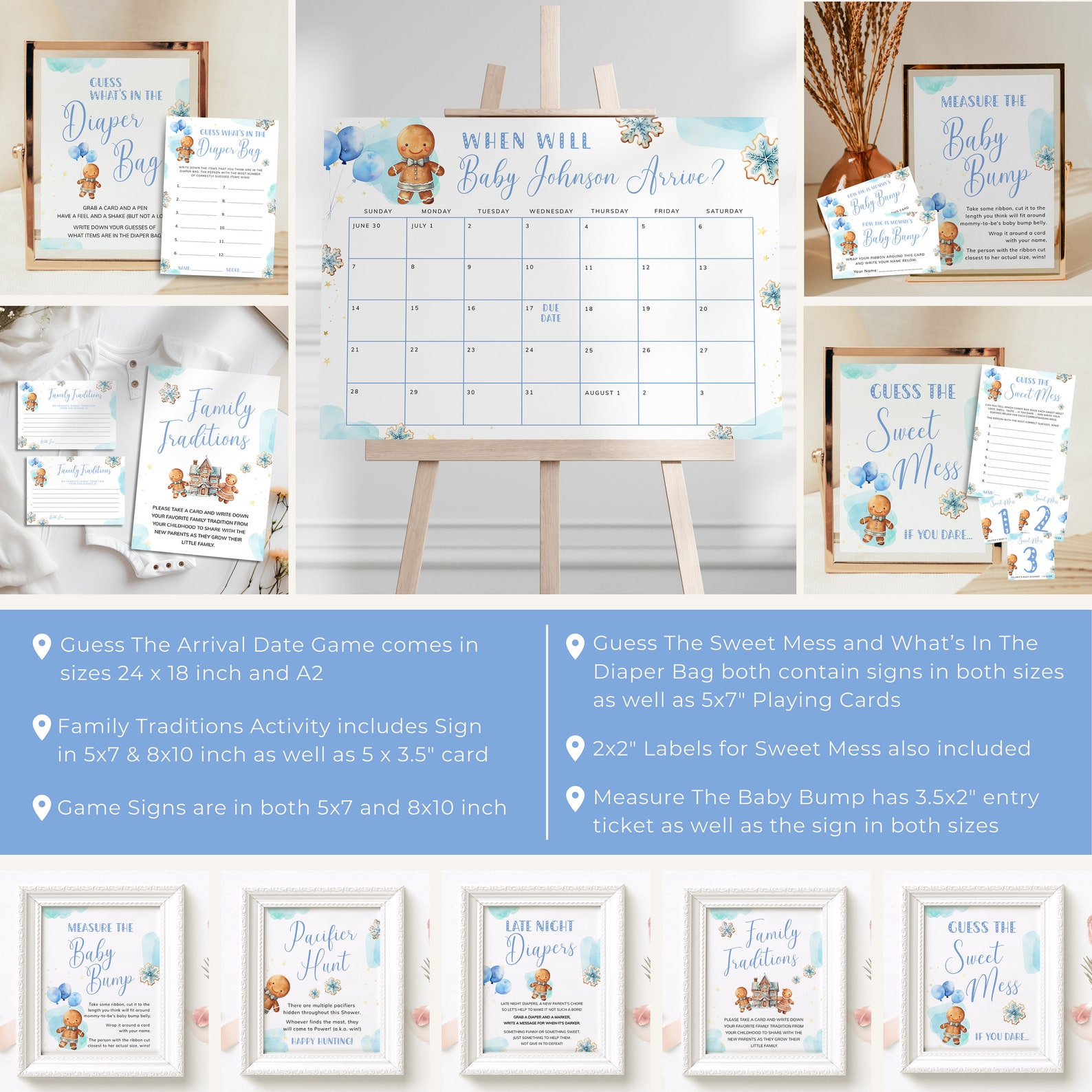 Gingerbread Man Baby Shower Games Bundle, Christmas Cookie Activity ...