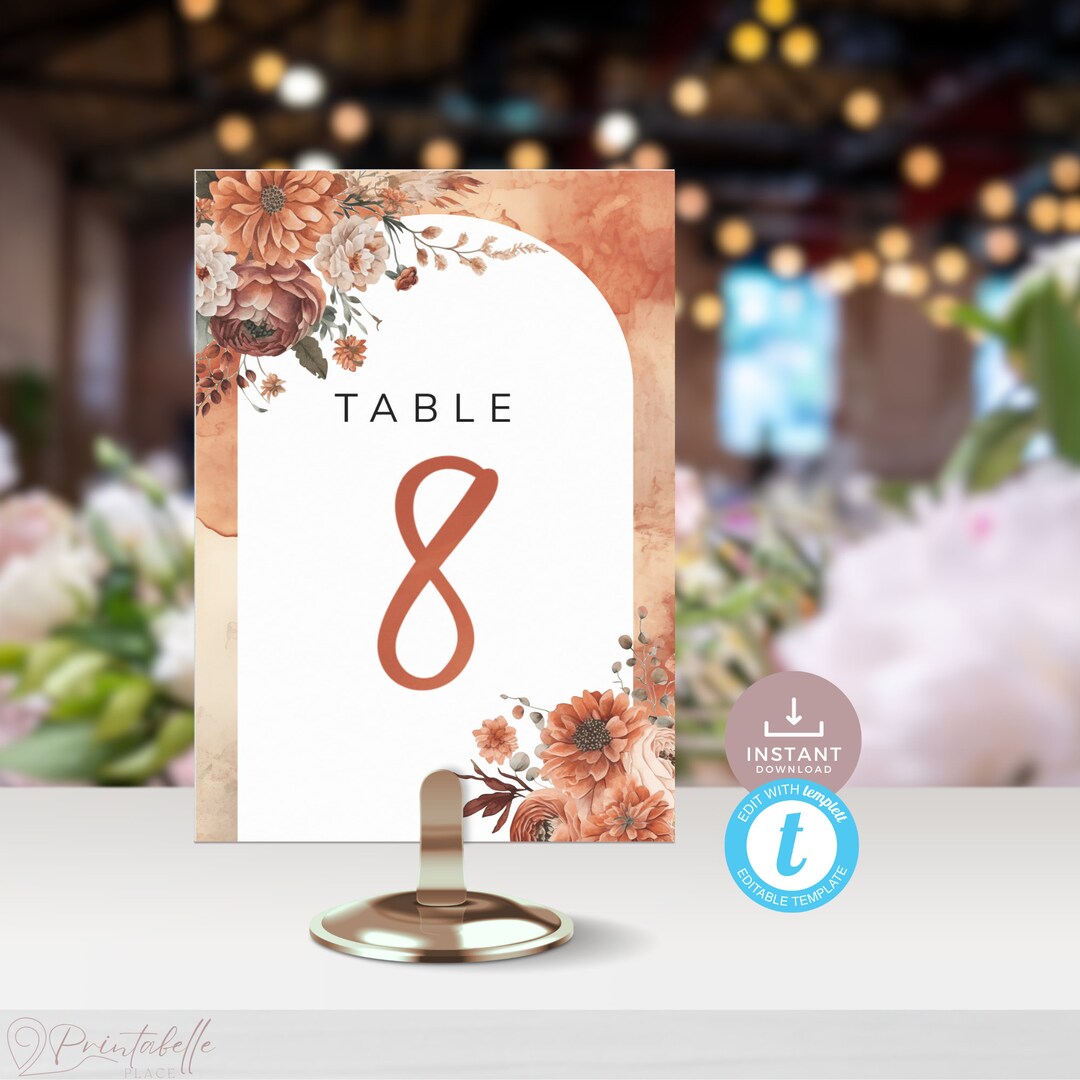 Terracotta Table Number Sign, Fall Table Name Cards, Autumn Décor ...