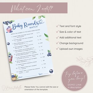 Blueberry Baby Shower Game, World Records Match, Berry Sweet Baby ...