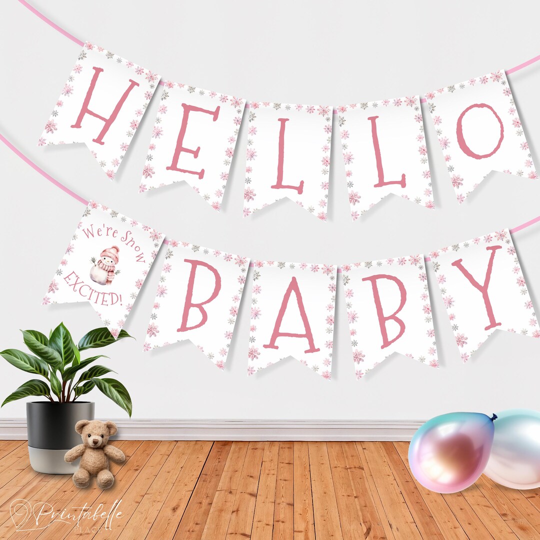 Winter Wonderland Baby Shower Banner, Snowflake Bunting Sign, We're ...