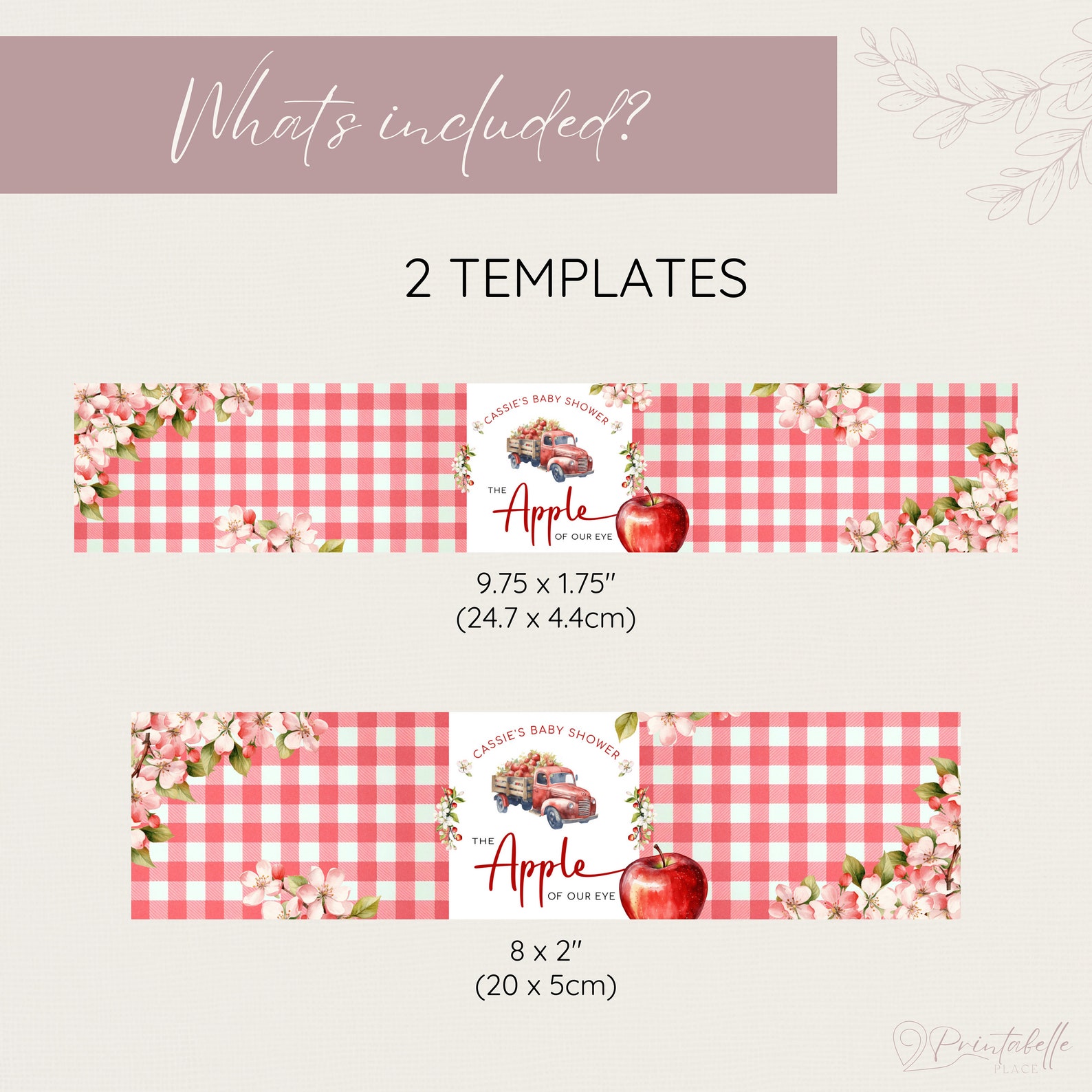 Apple of Our Eye Baby Shower Water Bottle Label, Apple Themed Bottle ...