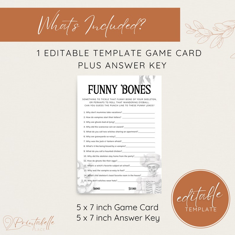 Funny Bones Halloween Game, Spooky Jokes and Pun Quiz, Family Friendly ...
