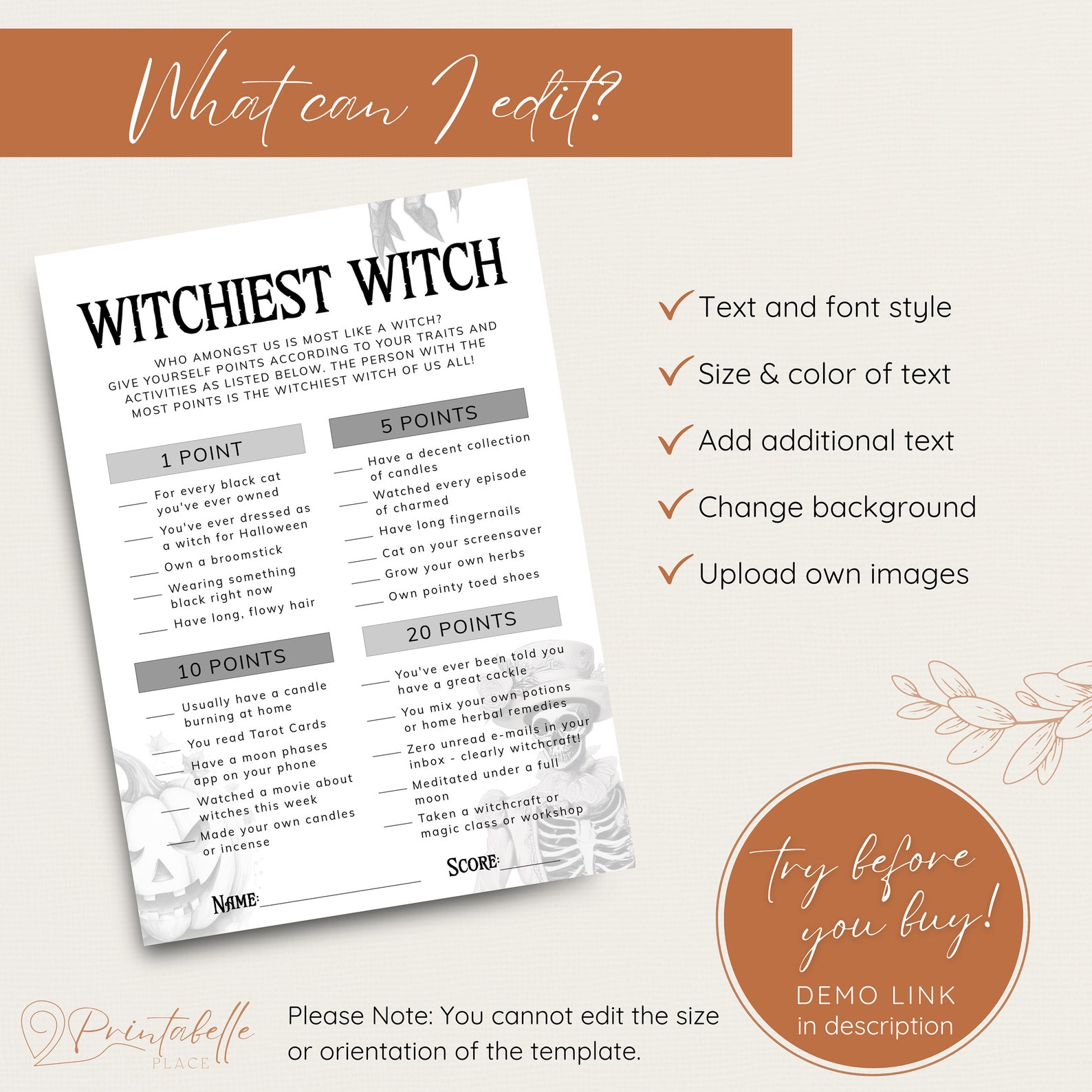 Halloween Witch Icebreaker Game, Witchiest Witch Test, Funny Points ...