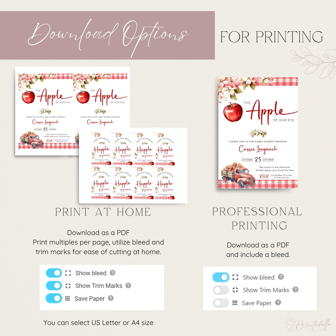 Apple of Our Eye Baby Shower Bundle, Fall Fruit Themed Mega Pack, Red ...