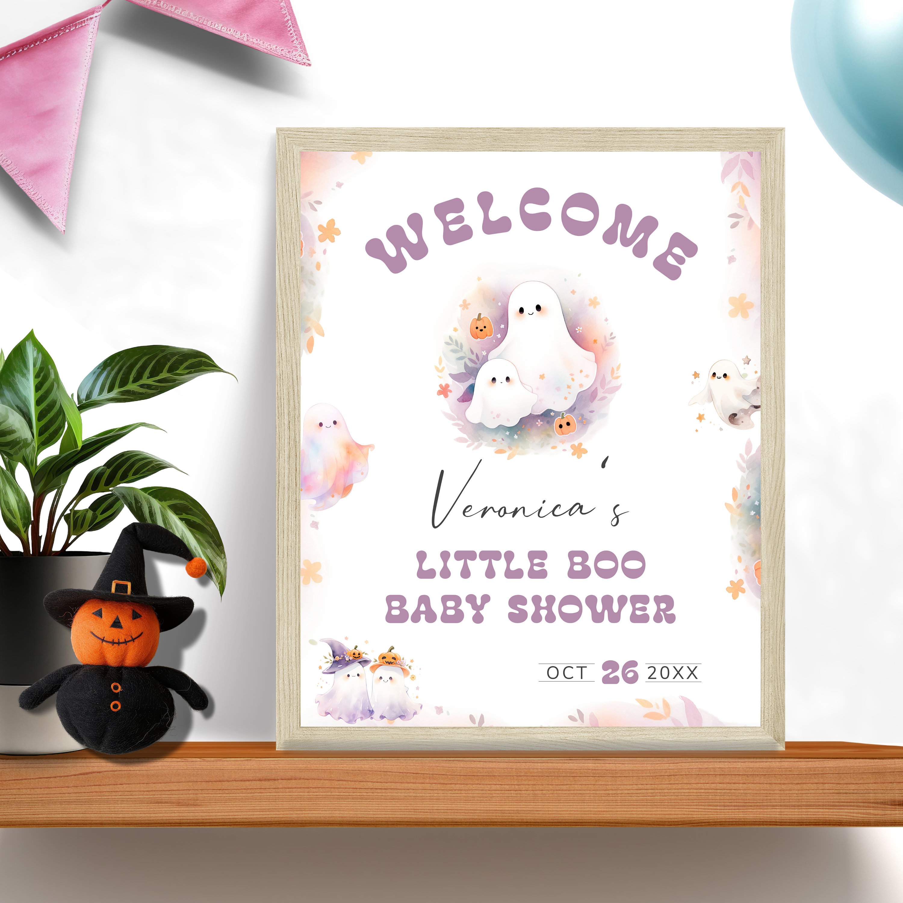 A Little Boo is Almost Due Welcome Sign, Halloween Baby Shower Poster ...