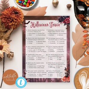 Halloween Trivia Game Printable, Witchy General Knowledge Quiz, Gothic ...