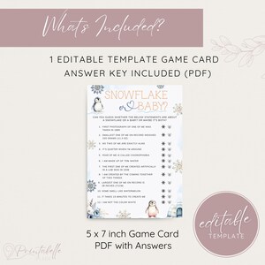 Snowflake or Baby Shower Game, Winter True or False Quiz, Trivia With ...