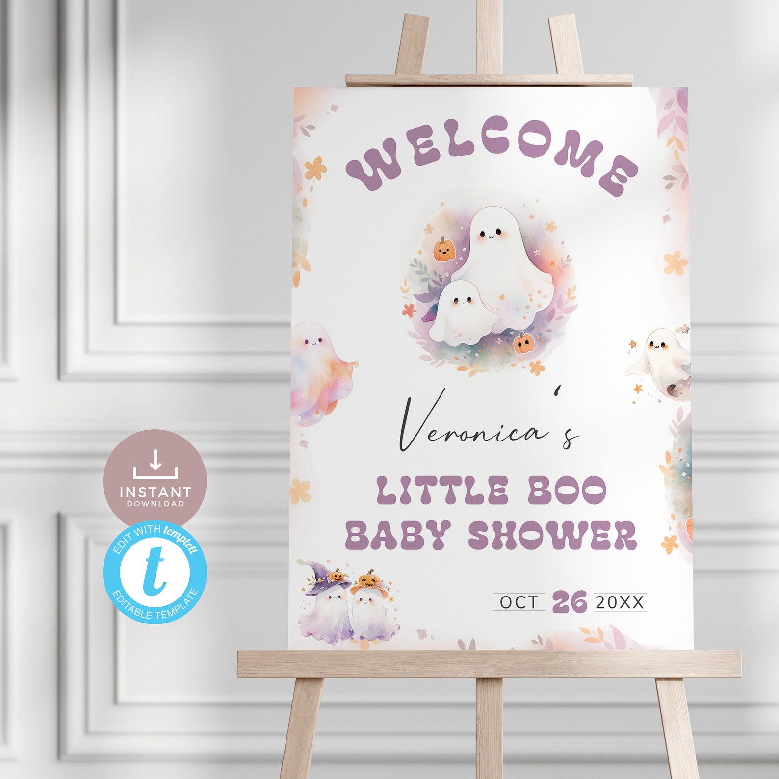 A Little Boo is Almost Due Welcome Sign, Halloween Baby Shower Poster ...