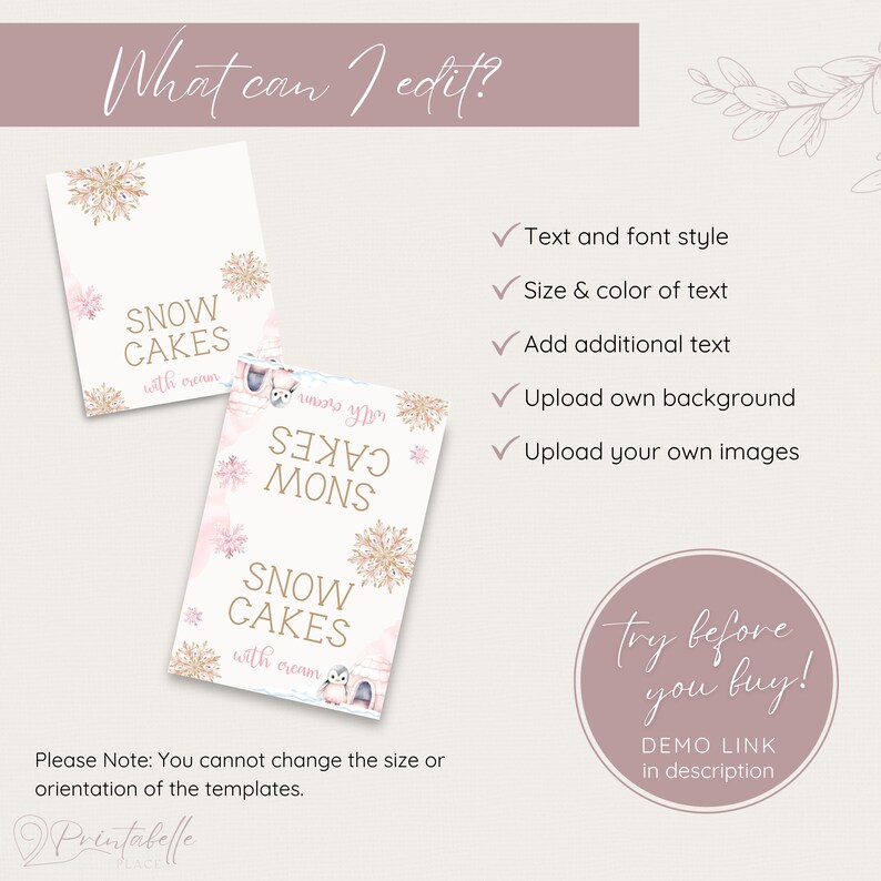 Pink Winter Wonderland Buffet Card, Potluck Food Label, Snow in Love ...
