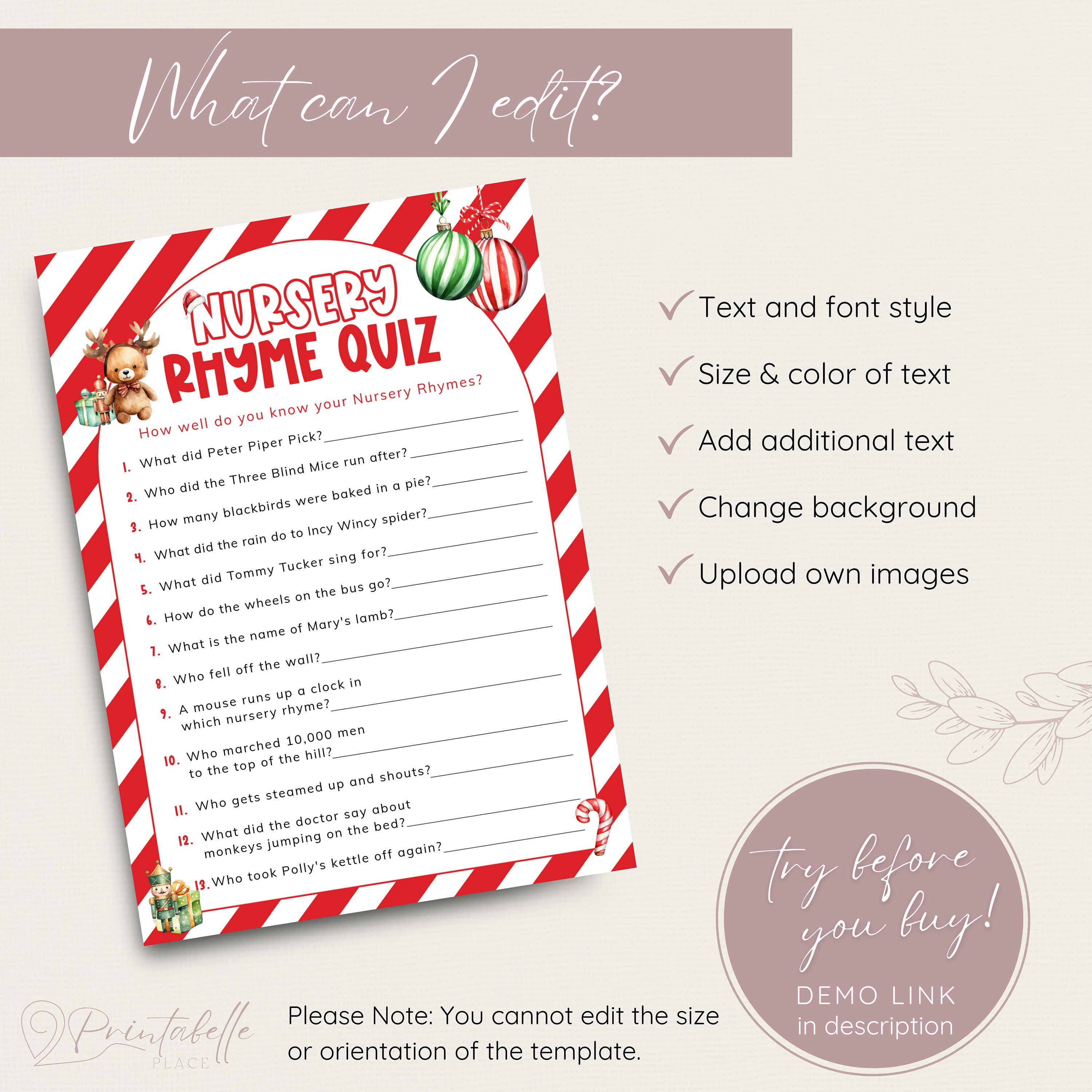 Merry Little Nursery Rhyme Quiz, Christmas Childrens Books Trivia ...