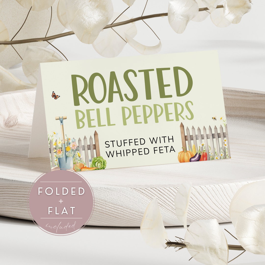Locally Grown Buffet Card Template in Sage Green, Cottage Vegetable ...