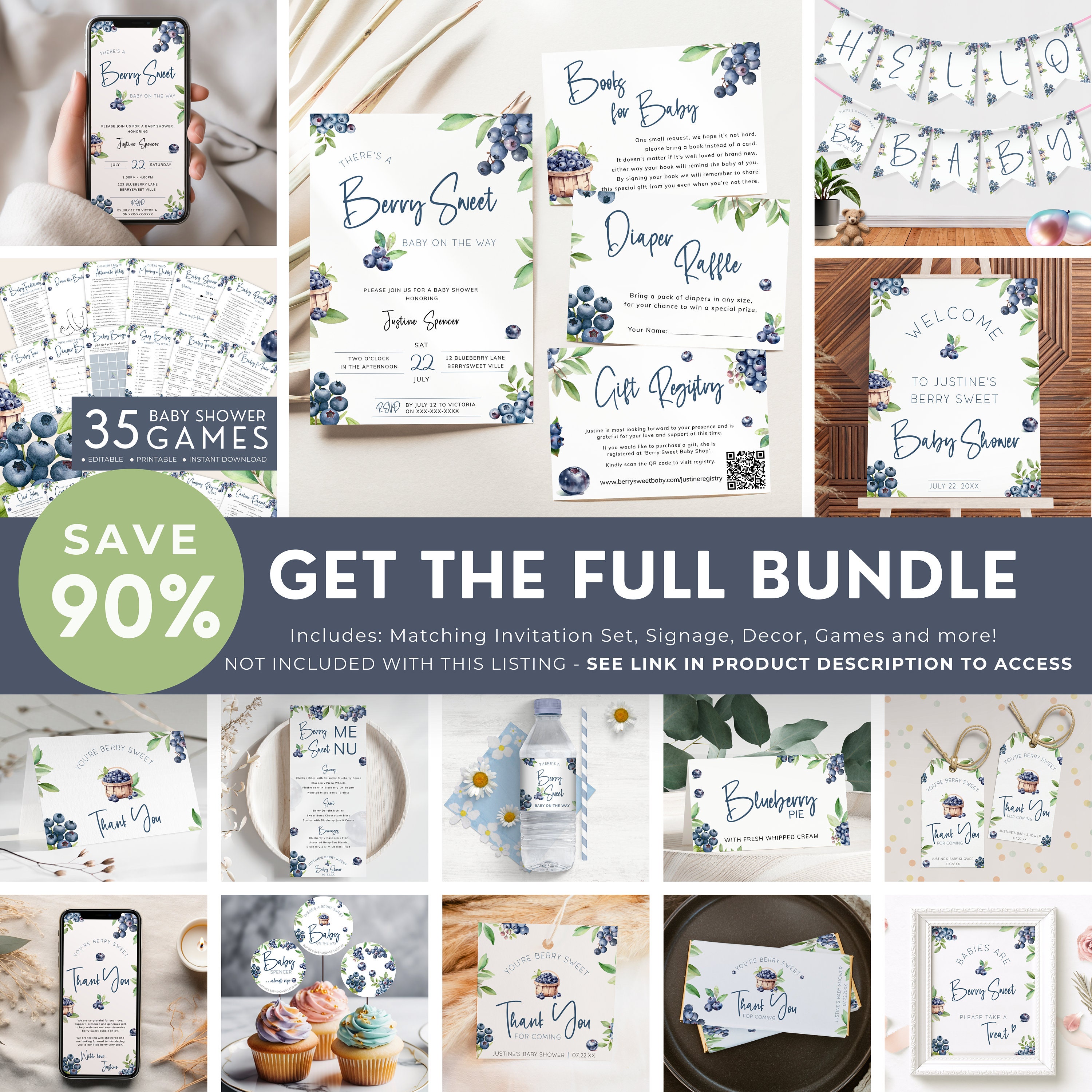 Blueberry Themed Menu Template, Berry Sweet Menu, Summer Fruit Inspired ...