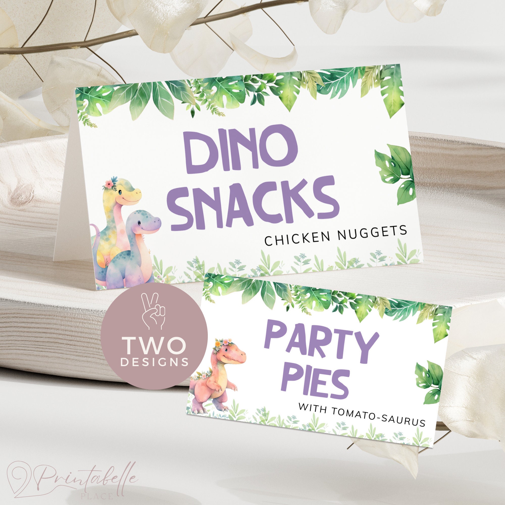 Dinosaur Birthday Party Food Labels, Pastel Dino Buffet Cards Tent, Kids Party Decor. Editable ...