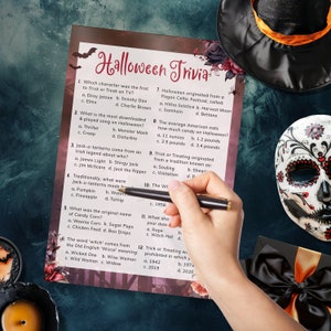 Halloween Trivia Game Printable, Witchy General Knowledge Quiz, Gothic ...