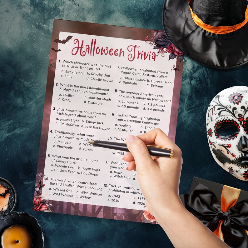 Halloween Trivia Game Printable, Witchy General Knowledge Quiz, Gothic ...