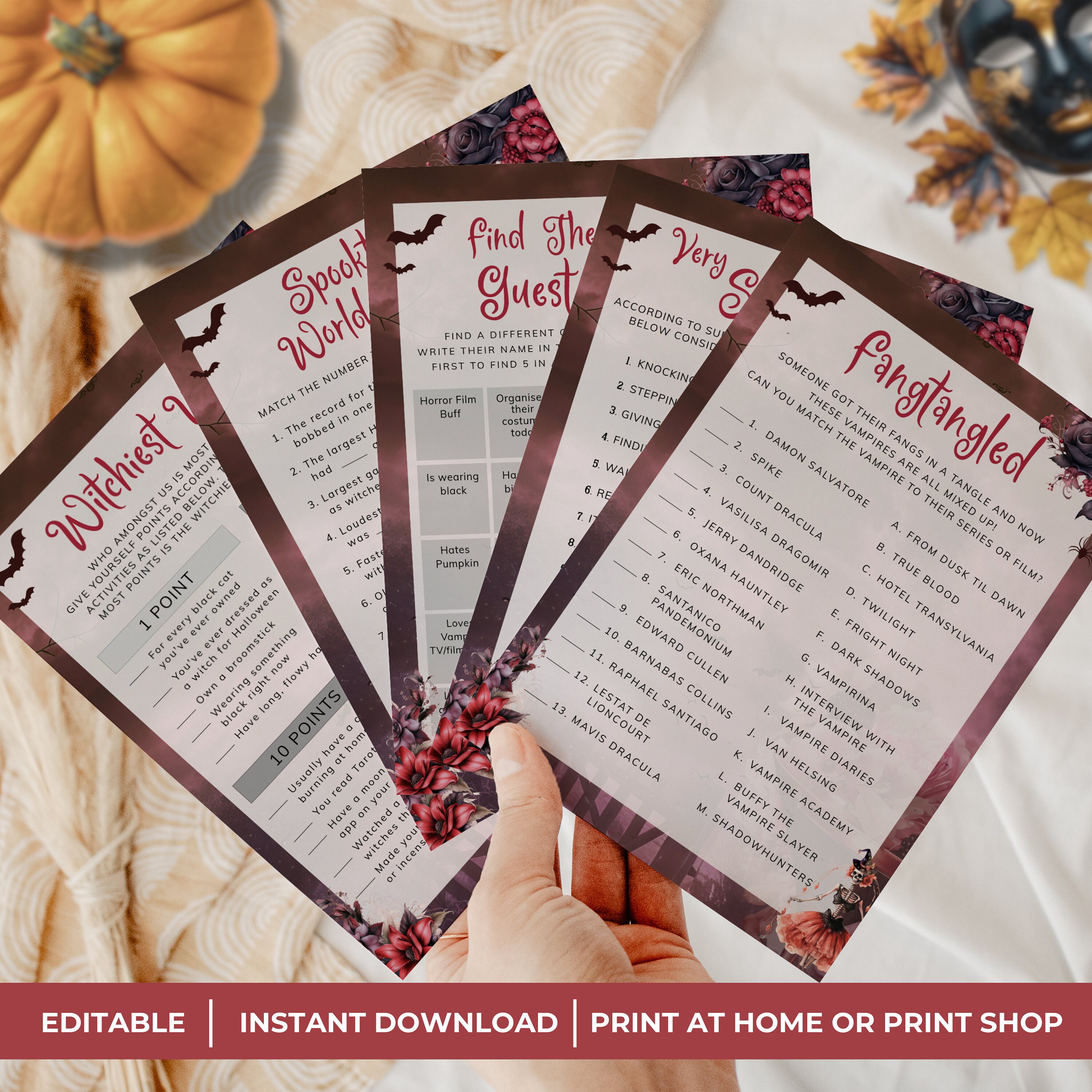 Witchy Halloween Games Bundle, Drink up Witches Activity Pack, Gothic ...