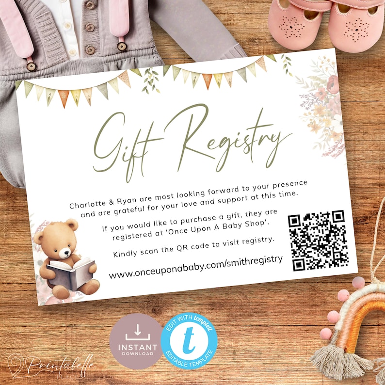 Storybook Themed Gift Registry Card With QR Code, New Chapter Begin ...