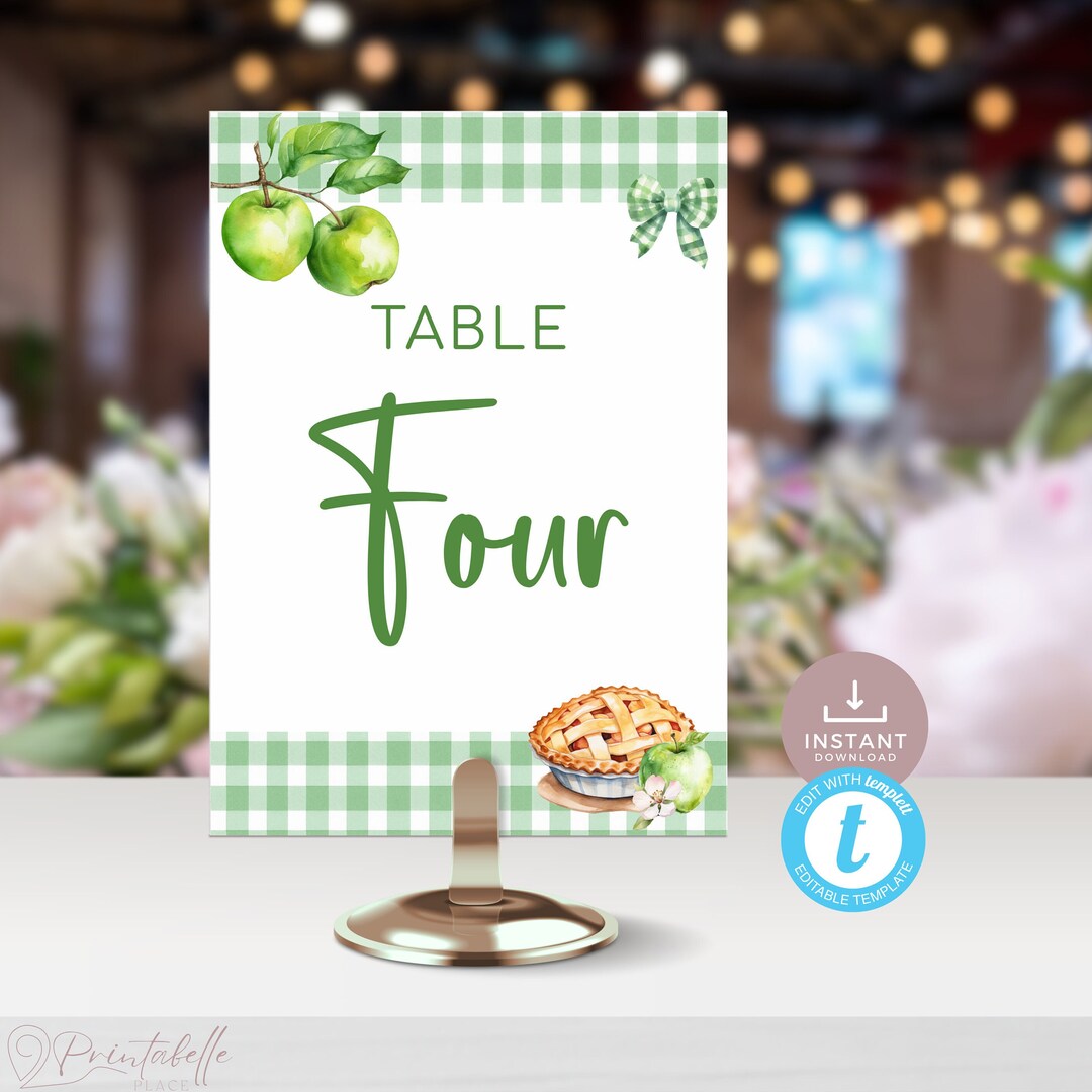 Apple Themed Table Number Signs Template, Apple of Our Eye Baby Shower ...