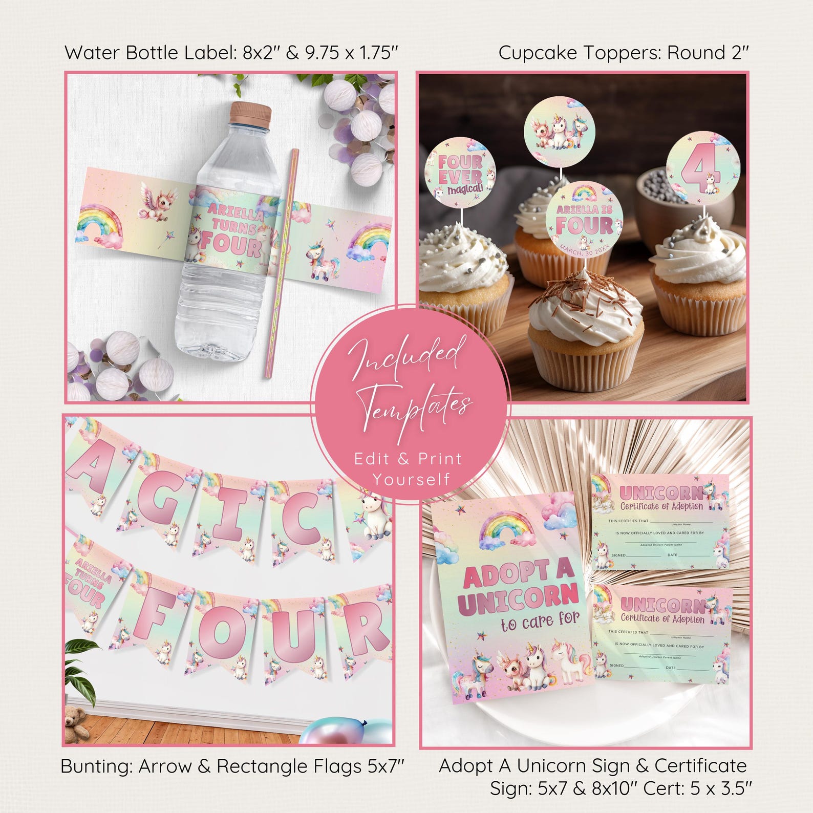 Unicorn and Rainbow Birthday Party Bundle: Magical Pastel Theme ...