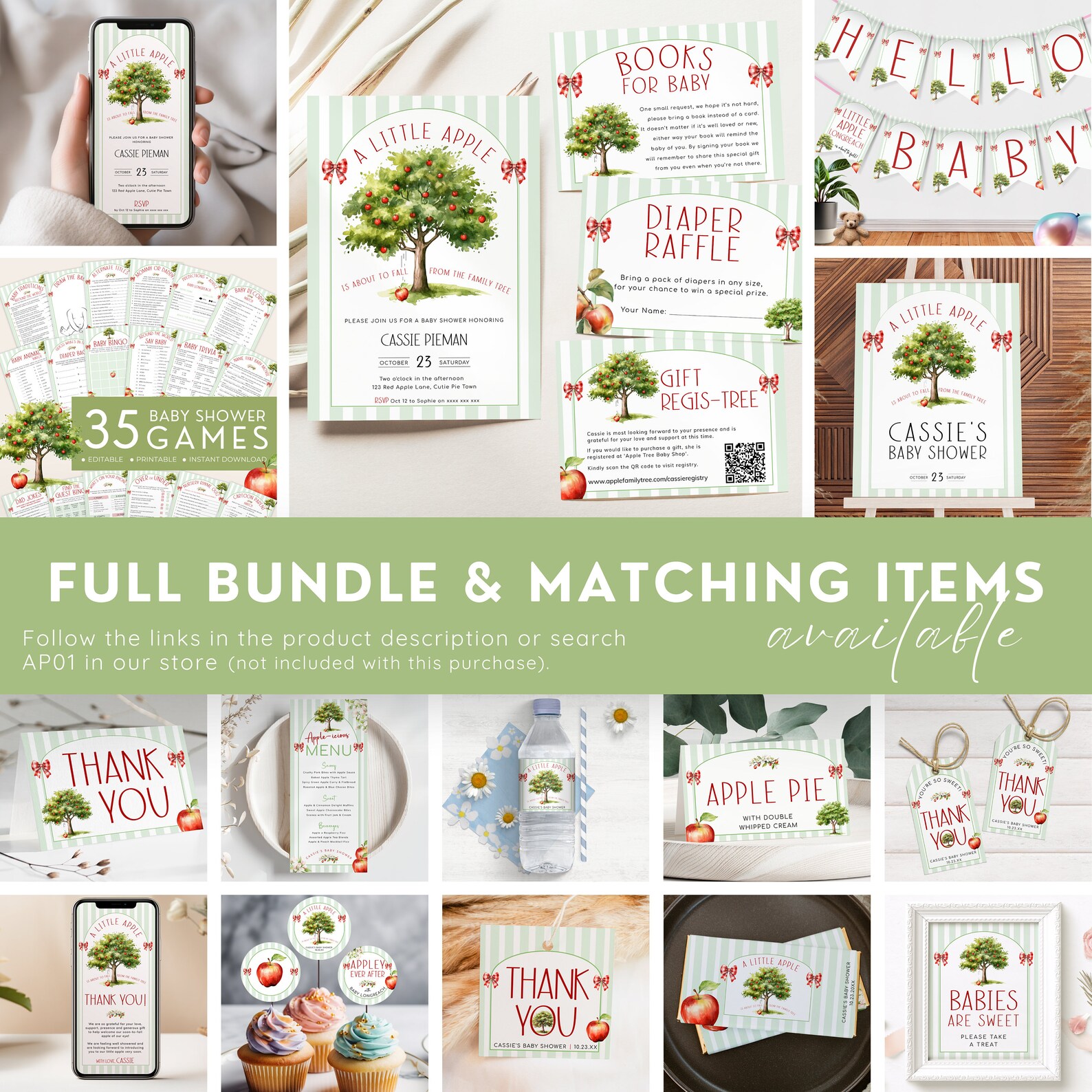 Apple Themed Menu Card Template, Country Style Food and Drinks List ...