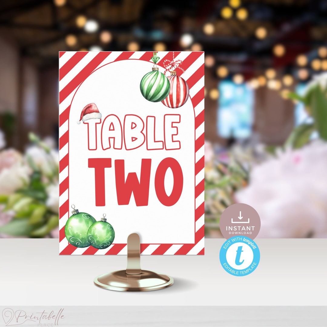 Christmas Table Numbers Template Printable in Festive Red for Your Xmas ...