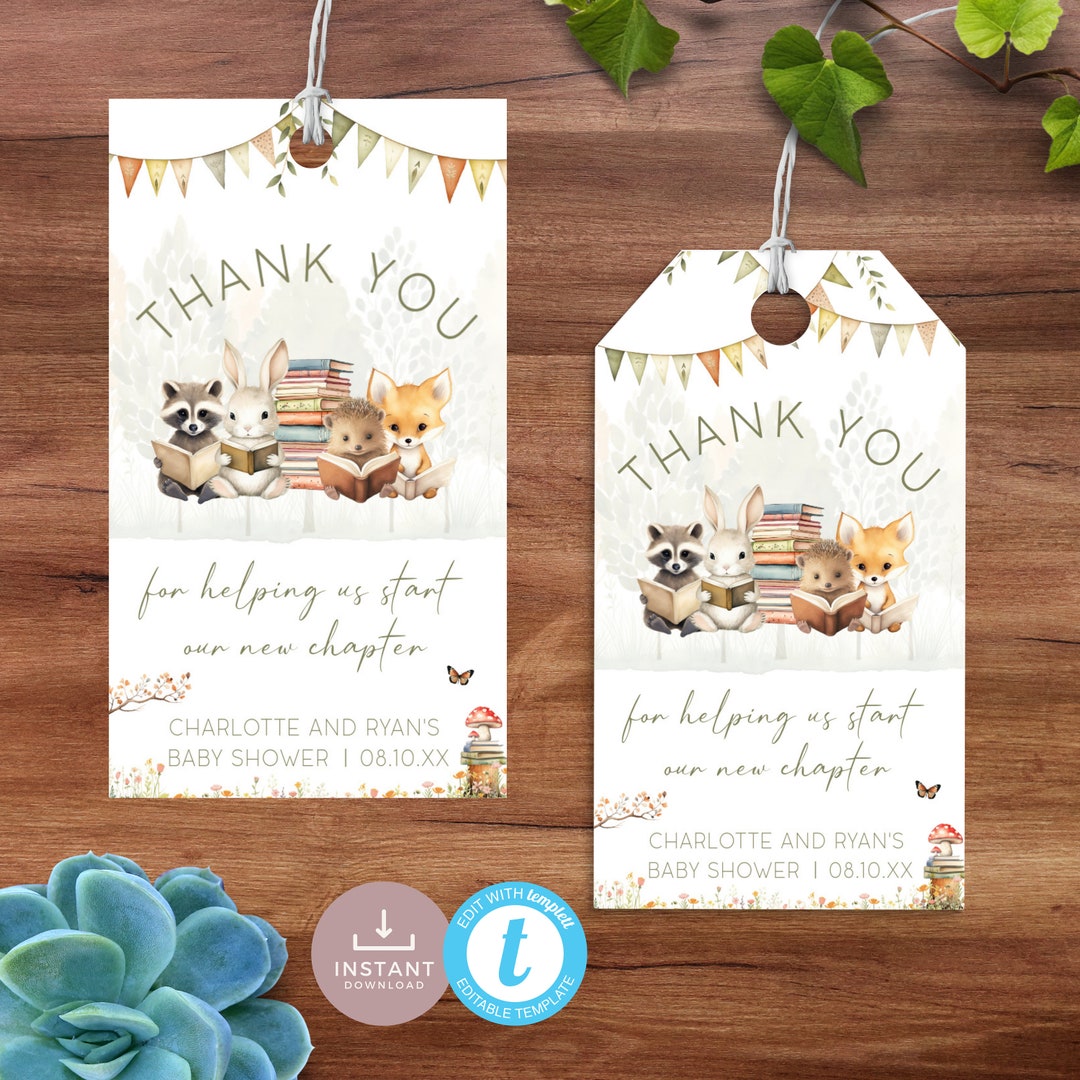Storybook Baby Shower Favor Tag, A New Chapter is About to Begin Thank ...