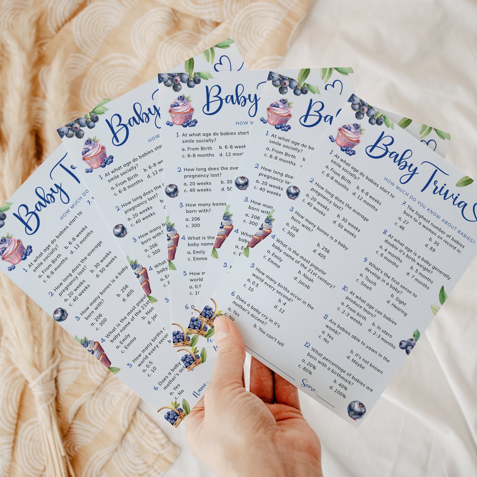 Blueberry Baby Shower Trivia and Answers, Berry Sweet Baby Shower Game ...
