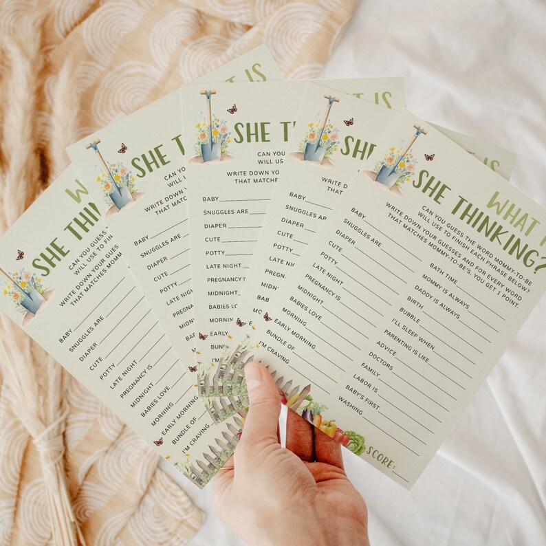 Locally Grown What is She Thinking Baby Shower Game, Farmers Market Who ...