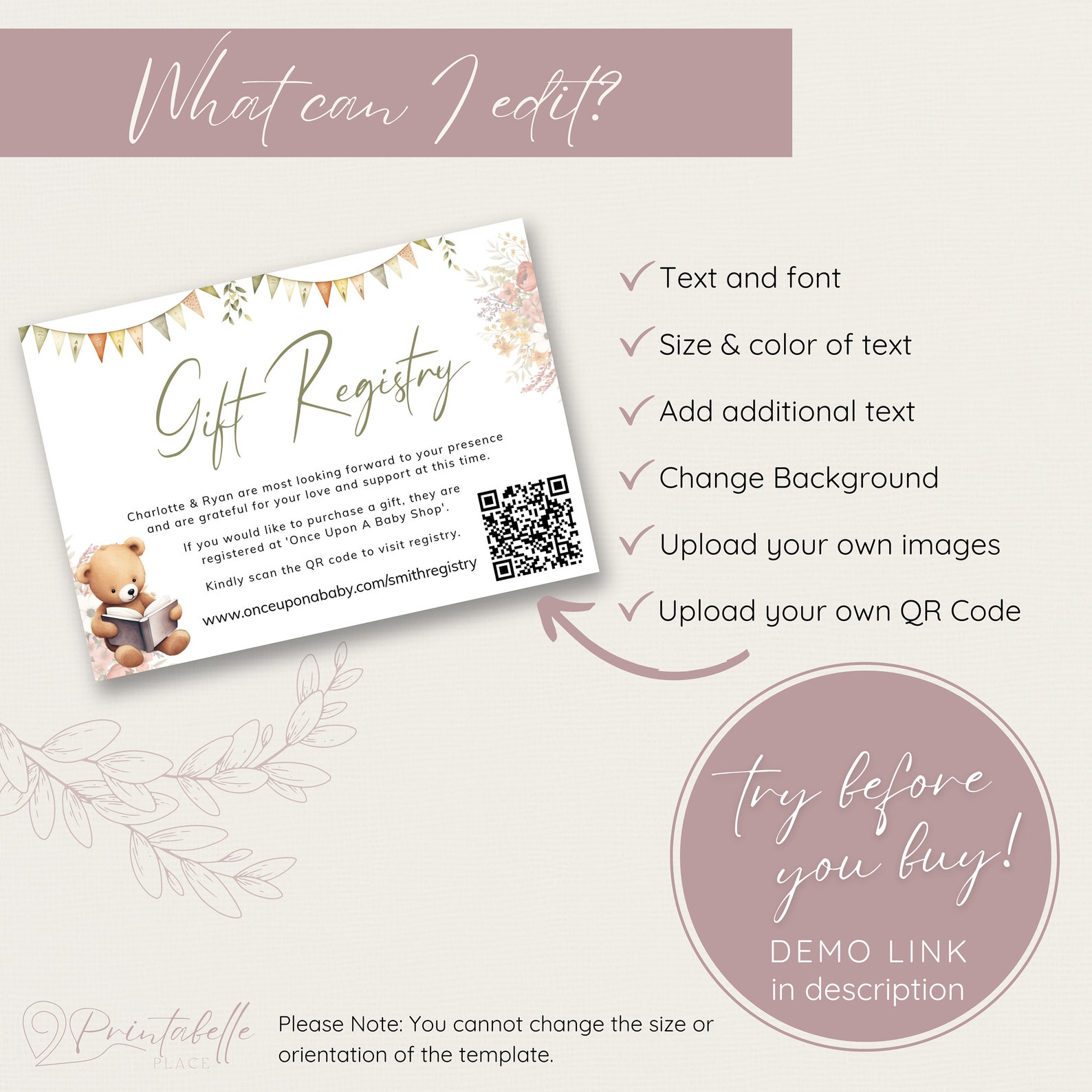 Storybook Themed Gift Registry Card With QR Code, New Chapter Begin ...
