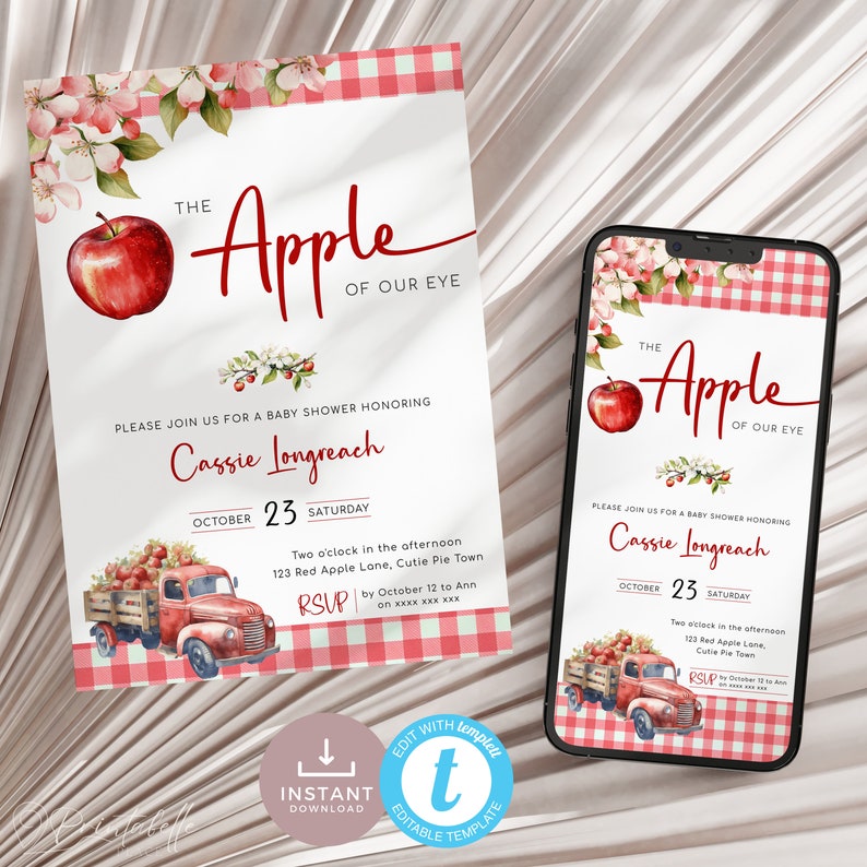 Apple of Our Eye Baby Shower Bundle, Fall Fruit Themed Mega Pack, Red ...